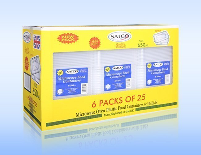 Plastic Containers & Lids 650cc Rect Clear ‘Satco’ 6/25’s – Phoods